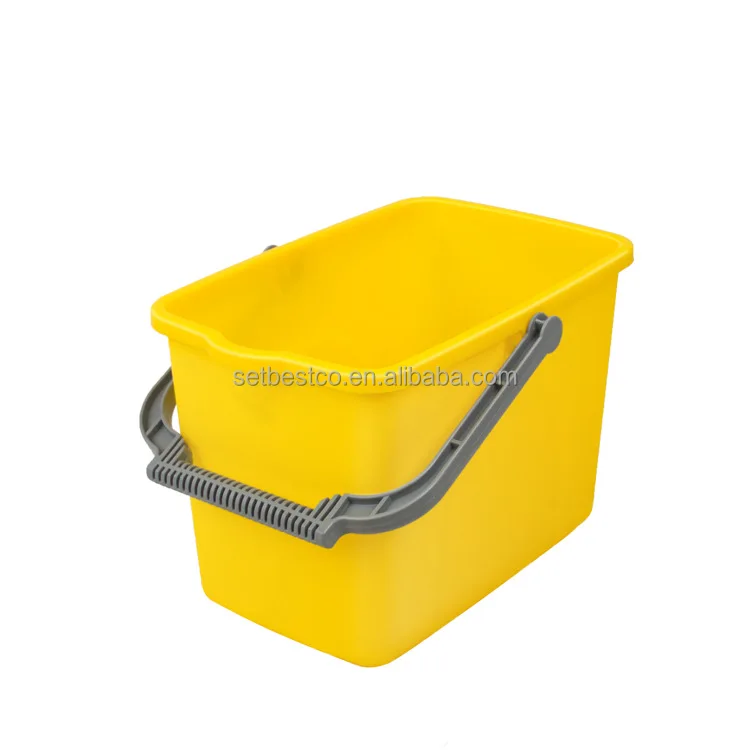 9L Square Color-Coded Cleaning Bucket With Sturdy Plastic Handle ...