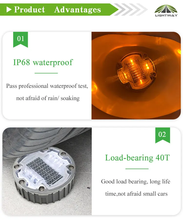 6 Screwd 143mm Solar Road Studs Embedded Road Stud Pavement Marker Led ...