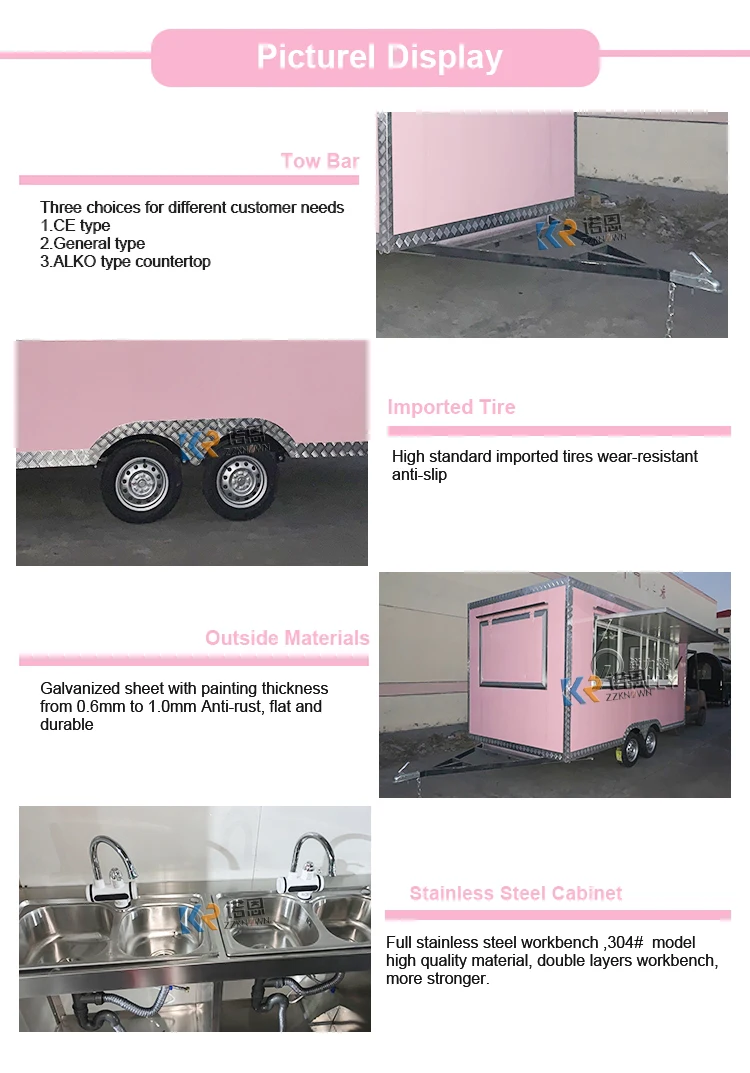 Oem Hot Selling Pink Food Truck Pizza Mobile Caravan Food Trailer For ...