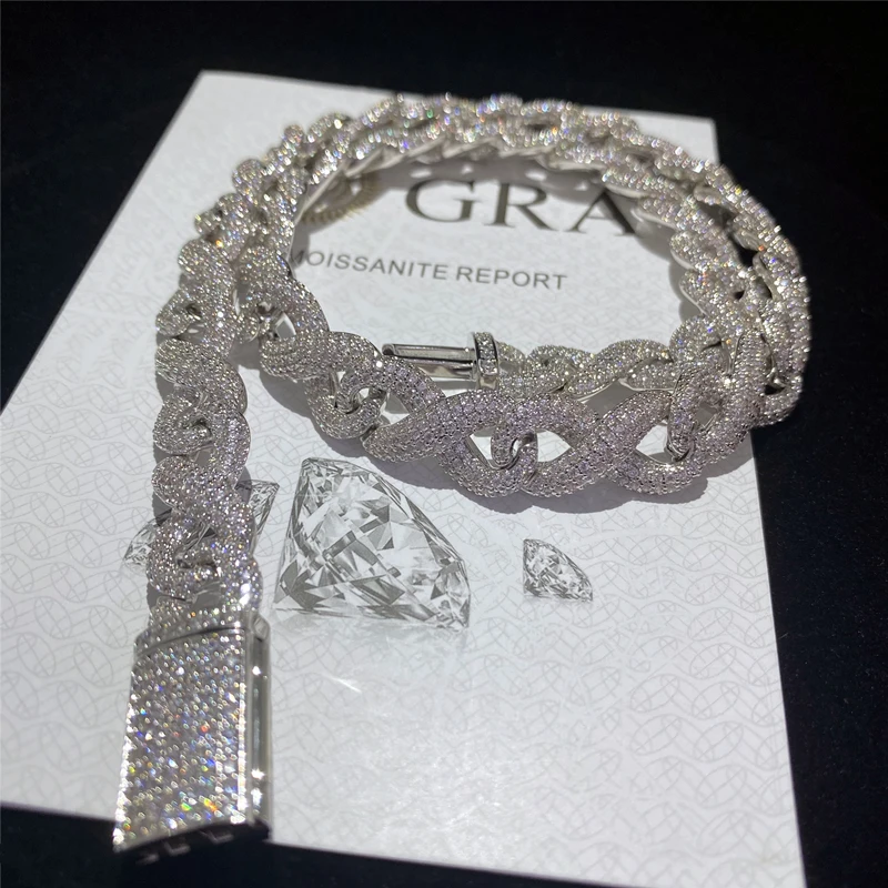 Moissanite Cuban Link Chain Iced Out Gold Cuban Chain For Men, Hip Hop ...