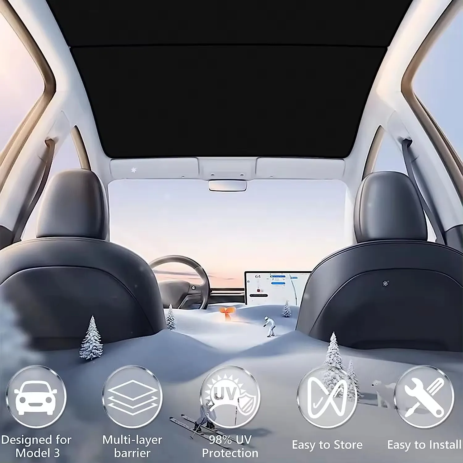 Panoramic Skylight Sun Shade Vchicle Roof Sunshade Car Sunshade For Car ...