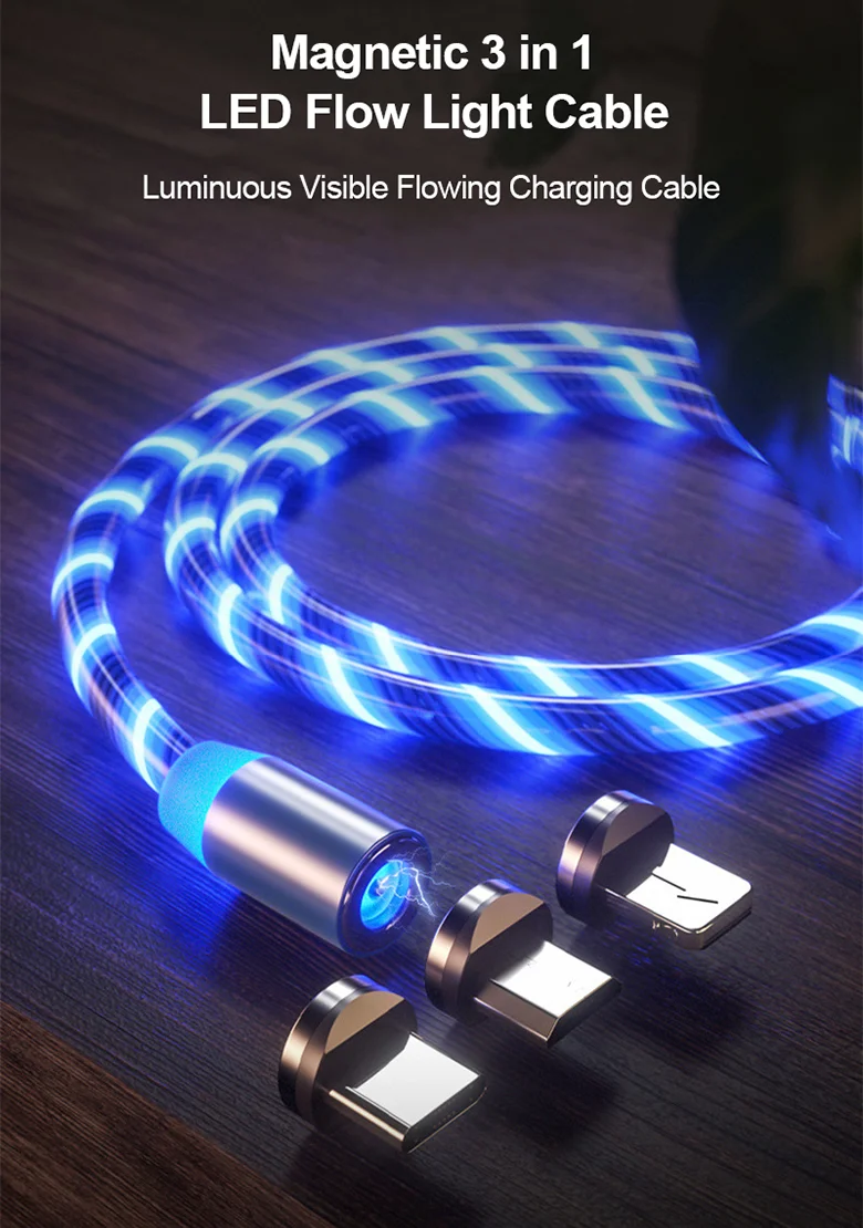 Custom Led Luminous Micro Lighting Usb Data Cables Magnet Fast Charging ...
