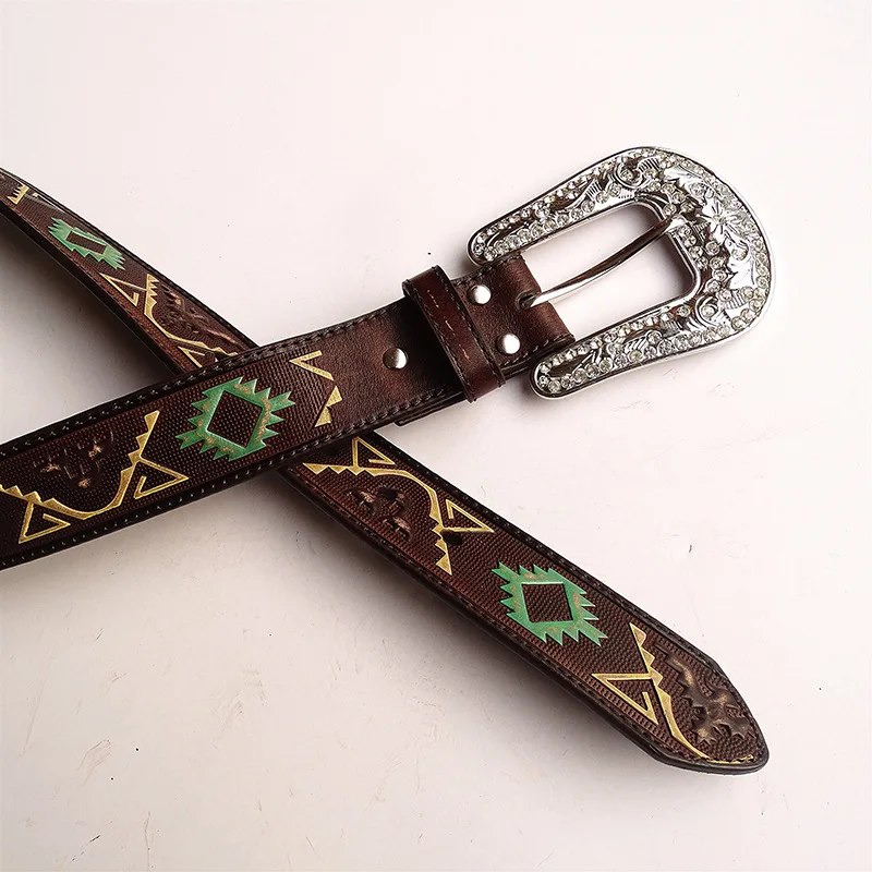 Vintage Navajo Aztec Embossed Pattern Cowboy Cowgirl Genuine Leather ...