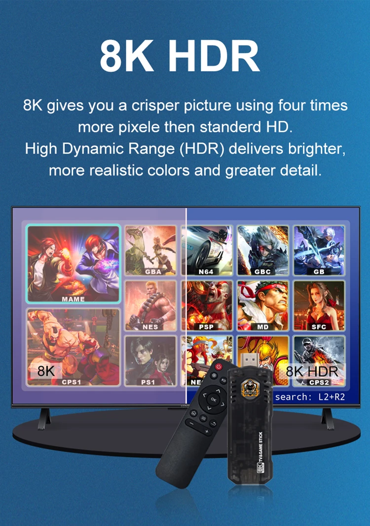 2024 Newest X8 M8 Mini Game Tv Stick 8k Video Consoles Portable Classic ...