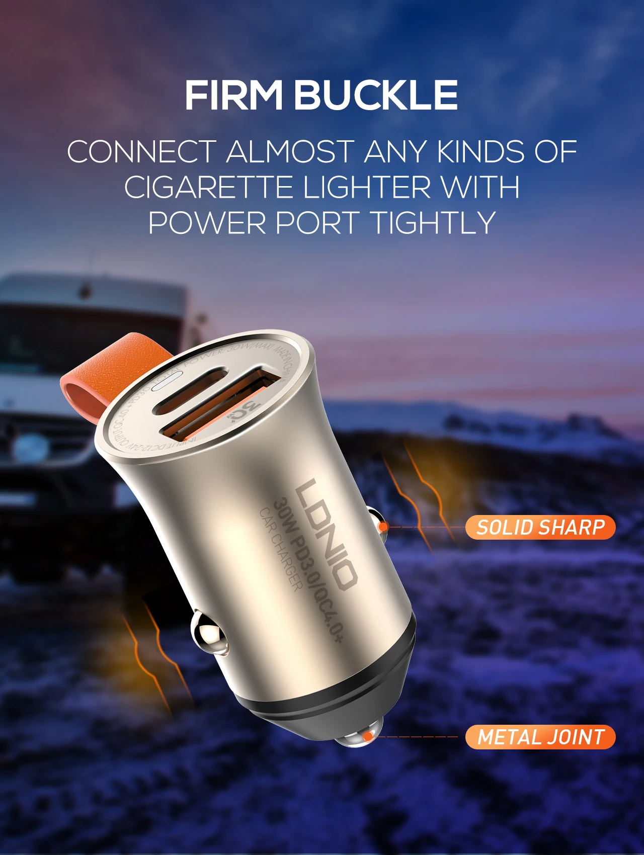 Ldnio C509q New Design Dual Port Car Charger 30w Type-c Pd And Qc 3.0 Metal Fast Car Usb Charger ...