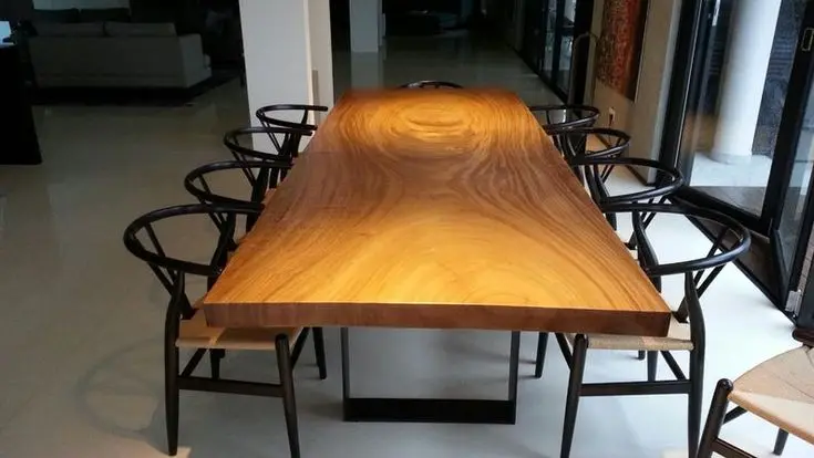 Luxury 10 Seater Live Edge Wood Slab Dining Table in Stock