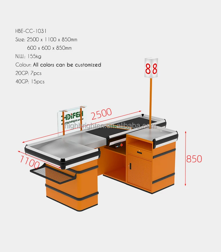Stainless Steel Retail Store Straight Cashier Checkout Counter With ...