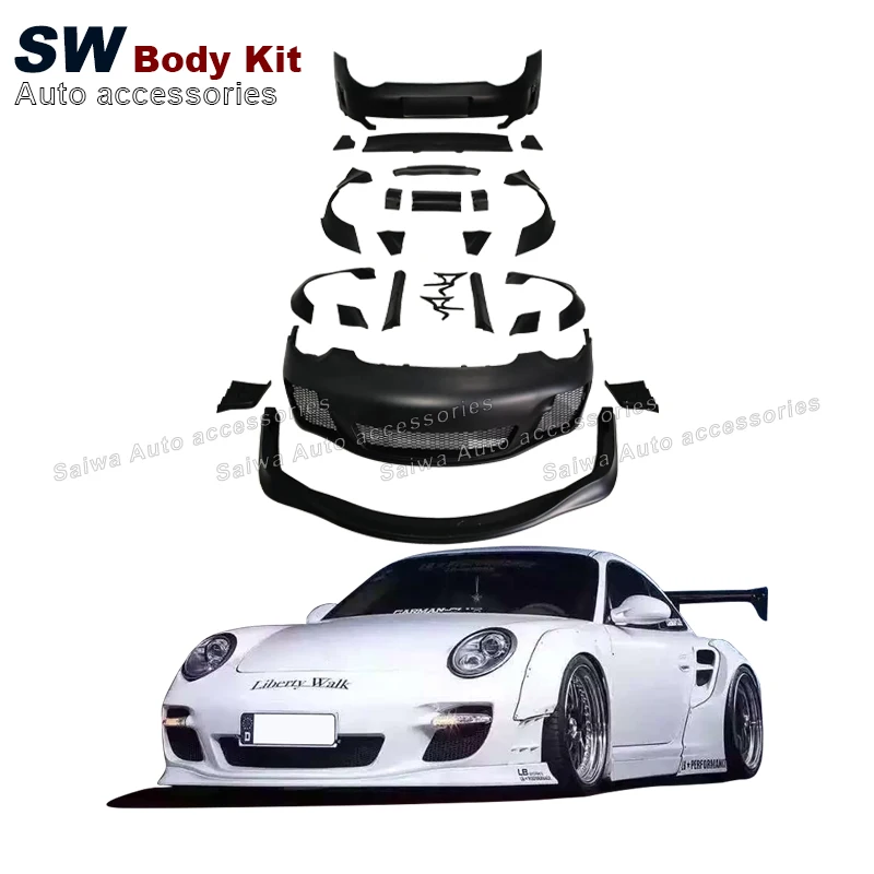 Fiberglass Lb Style Wide Body Kit For Porsche 911 997 Upgraded Front ...