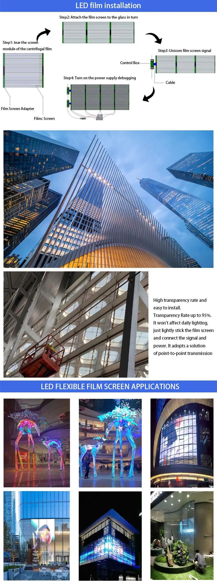 Module Screen Adhesive Flexible Screen Transparent Led Film Display ...