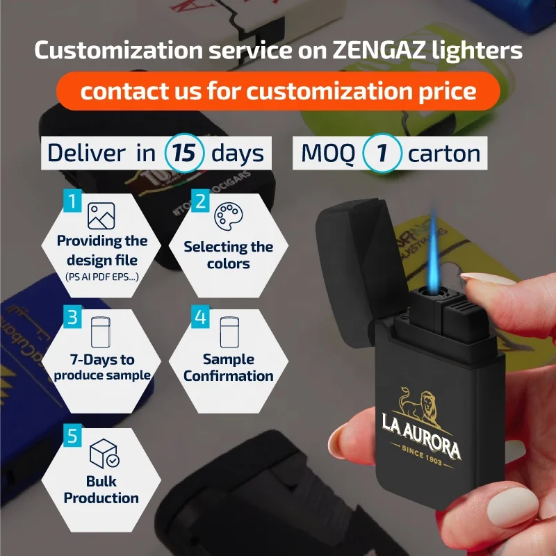Custom Logo ZENGAZ ZL-12 Refillable Butane Torch Lighter for Cigarettes ...