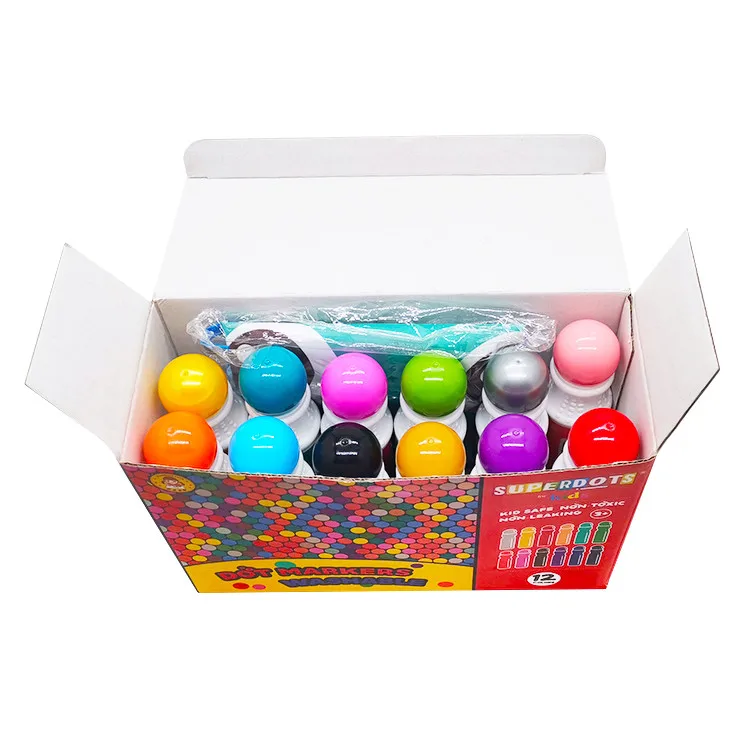 Superdots DIY Dot Daubers - 12 Colors, 60ml Washable Markers
