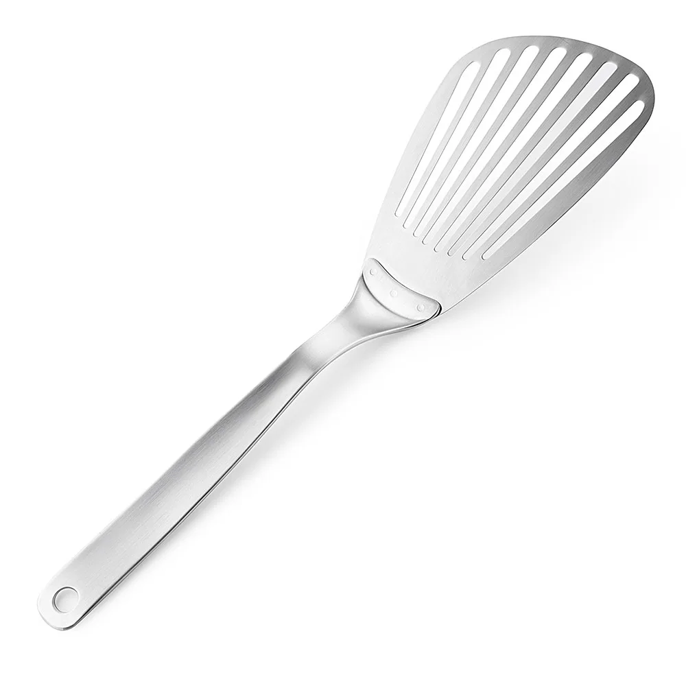 1pc Stainless Steel Slotted Spatula Long Handle Pancakes Shovels Steak ...