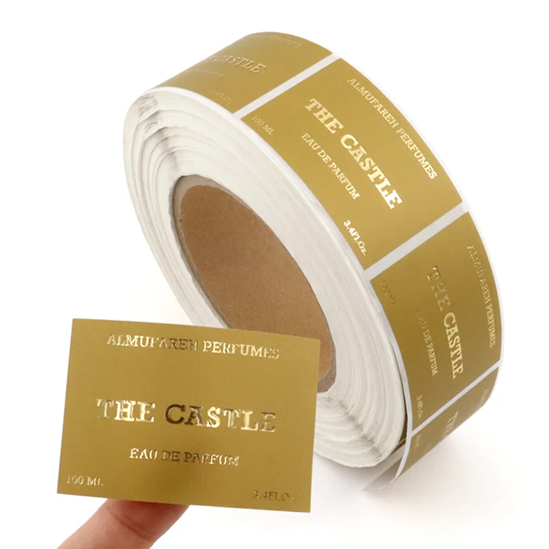Luxury Custom Adhesive Label Roll with Gold Foil Stamping