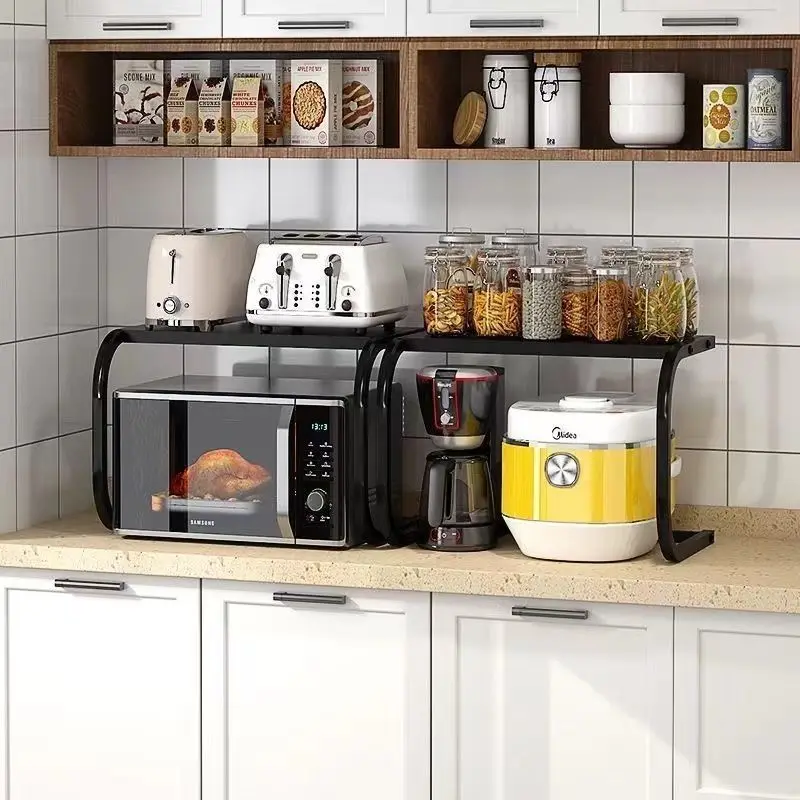 2-Tier Steel Standing Type Microwave Oven Storage Rack Kitchen Multi ...