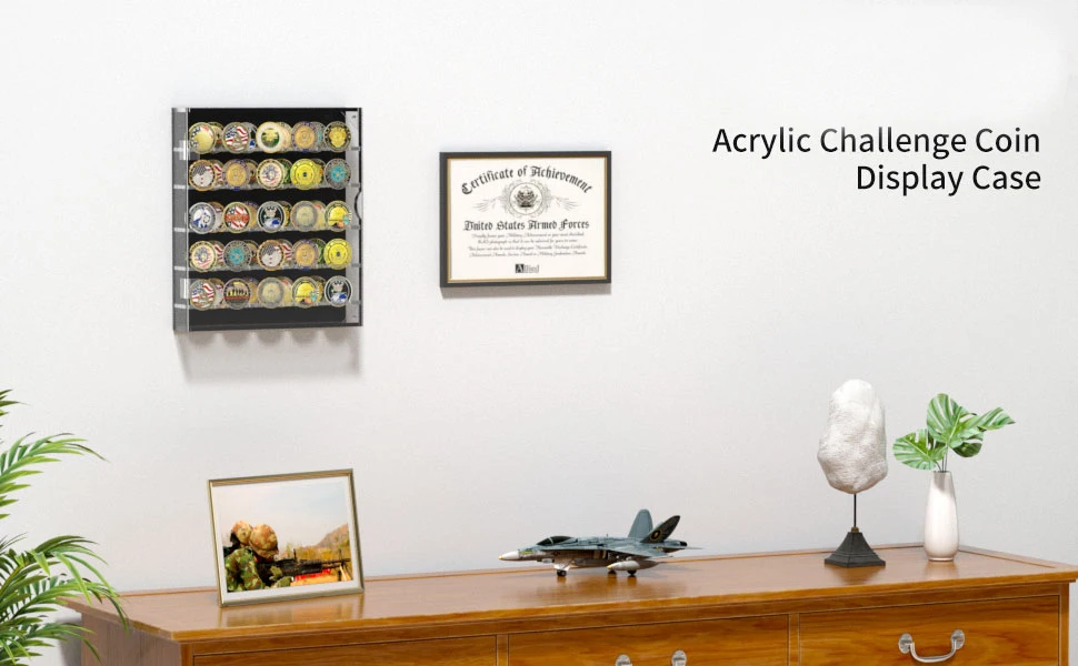 Acrylic Challenge Coin Display Case Holder Wall Mounted Rack Coin ...