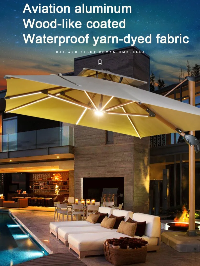 Outdoor Patio Umbrella Garden Parasol Custom Logo Printed Wood Frame ...