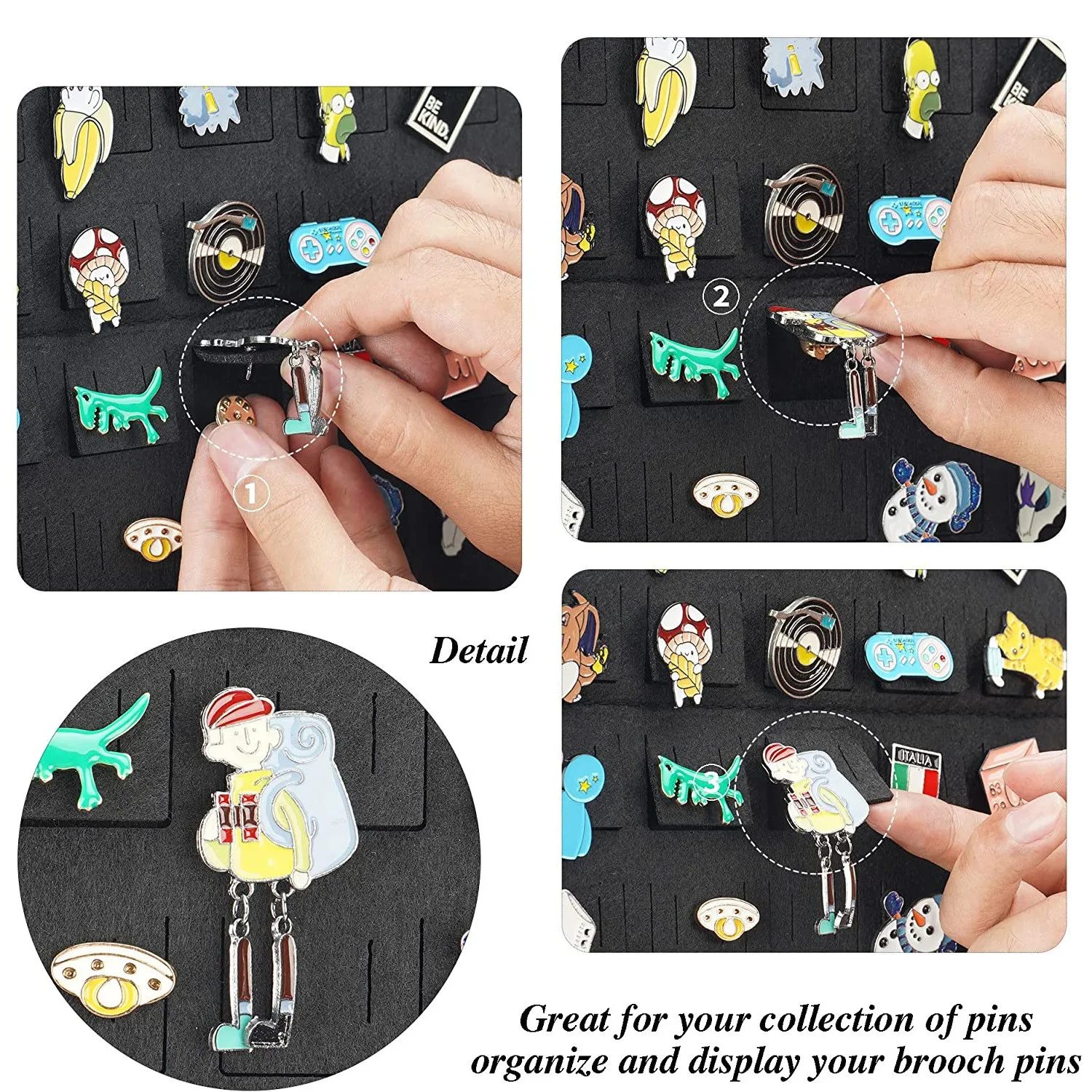Buttons And Lapel Collections Storage Holder Wall Hanging Brooch Pin ...