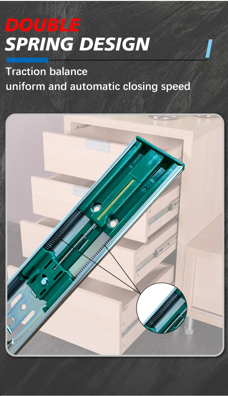 Cold Rolled Steel Telescopic Slide 3 Fold Furniture Ball Bearing Drawer ...