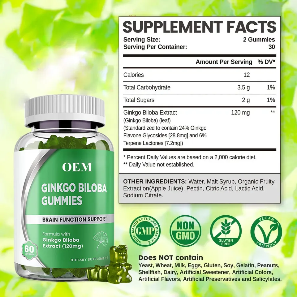 Oem/odm/obm Vegan Natural Nootropics Brain Supplement Ginkgo Biloba ...