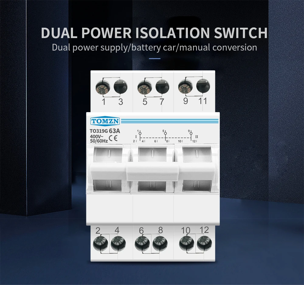 TOMZN 3P 63A MTS Dual Power Manual Transfer Switch - Reliable Isolation