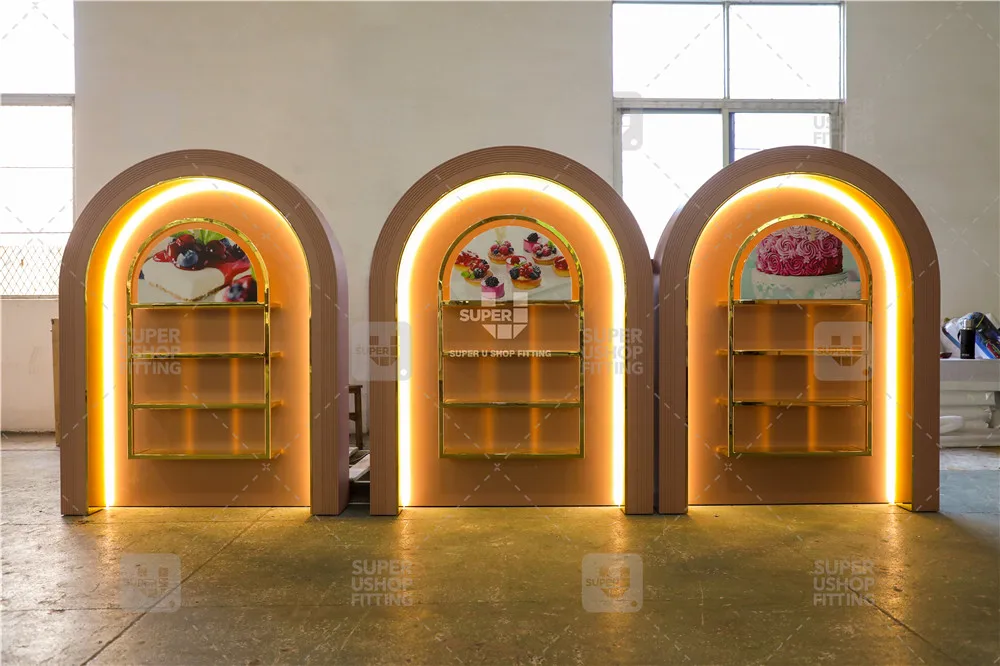 Custom Sweets Cafe Shop Decoration Wooden Milk Tea Shop Display Rack ...