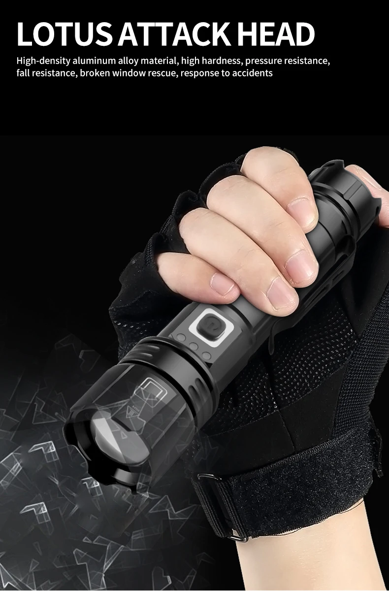 Xhp 50 Telescopic Zoom Mini Flashlight 14500 Battery Usb Rechargeable ...