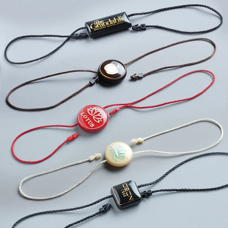 Custom Embossed Logo Garment Plastic Rope Seal Hang Tag