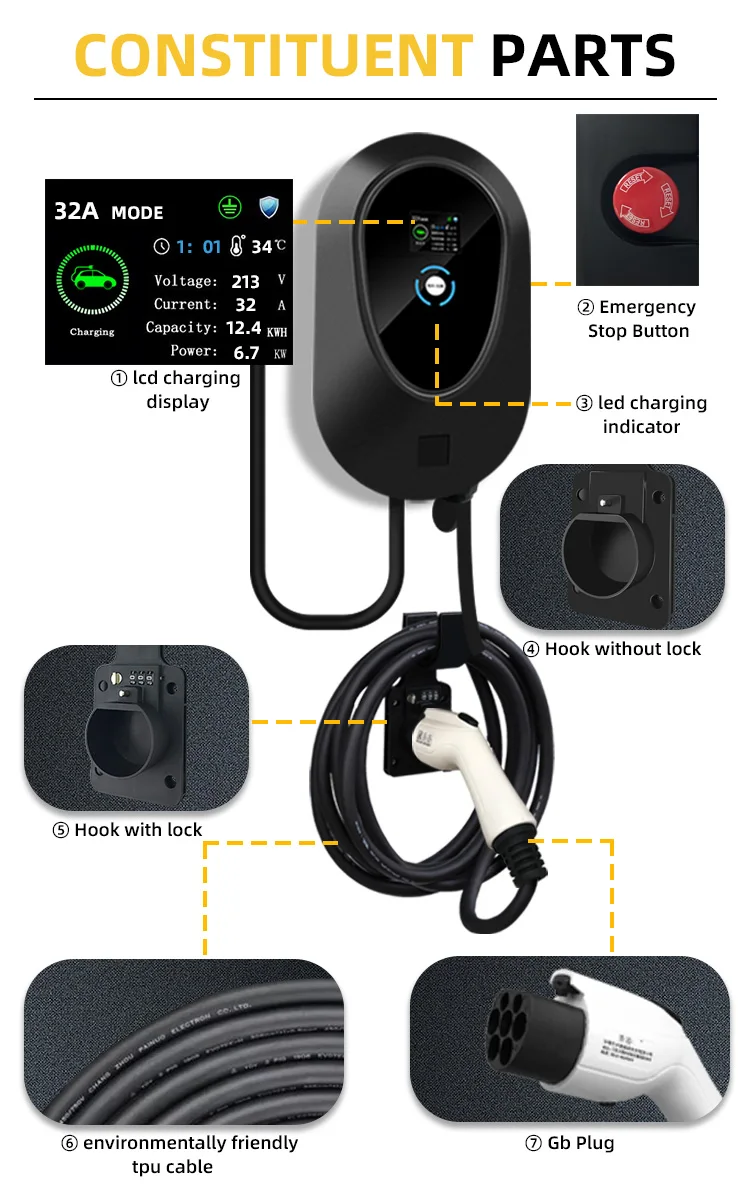 22KW EVbase Wall Mount EV Charging Station APP Electric Car Charger ...