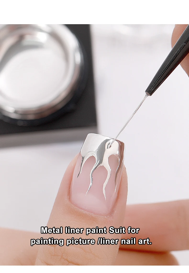As Metal Chrome Effect Platinum Gel Liner Nail Art 8ml Soak Off Uv Led ...