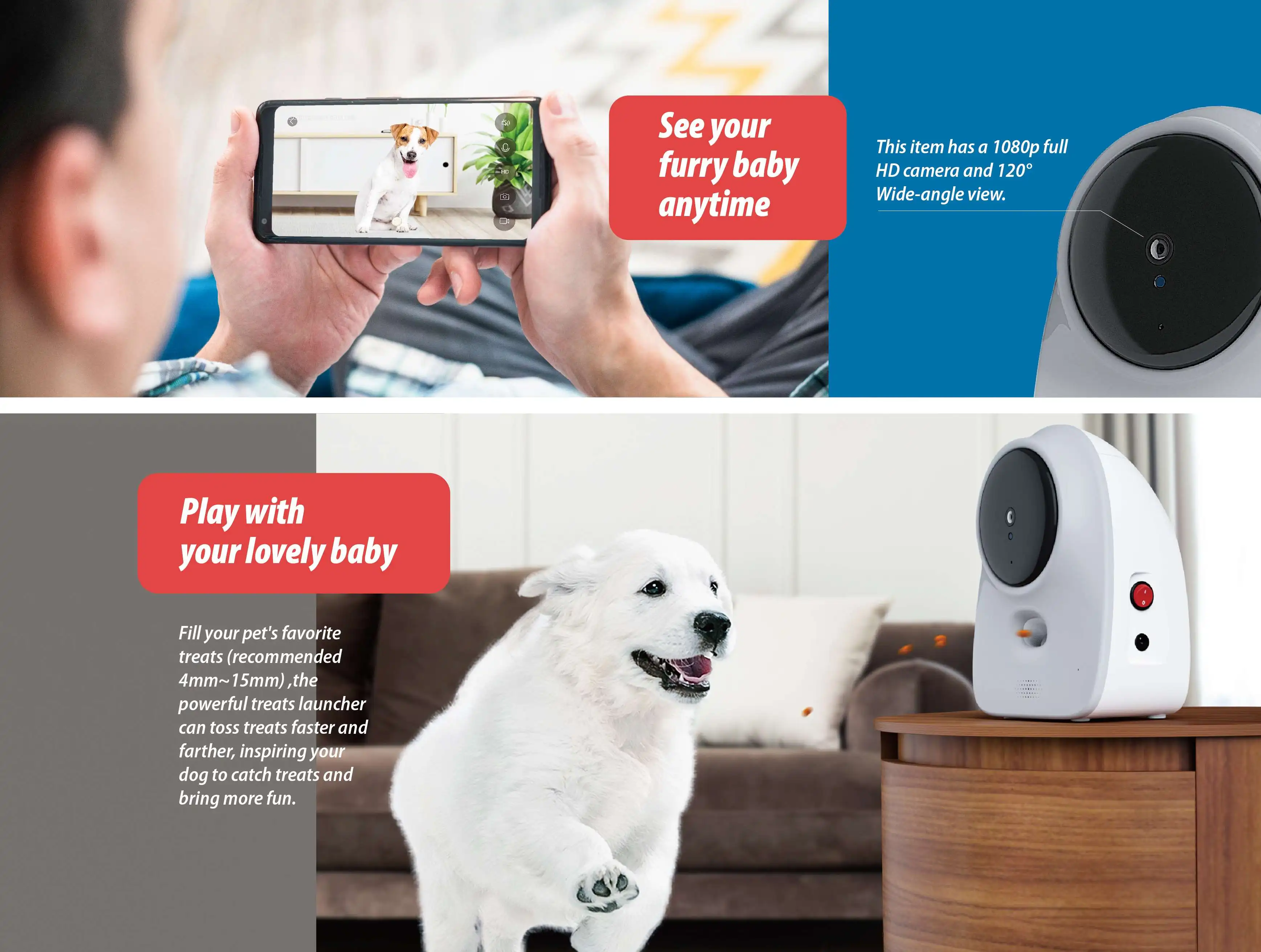 Smart Pet Products - Full HD Wifi Pet Camera with Treat Dispenser