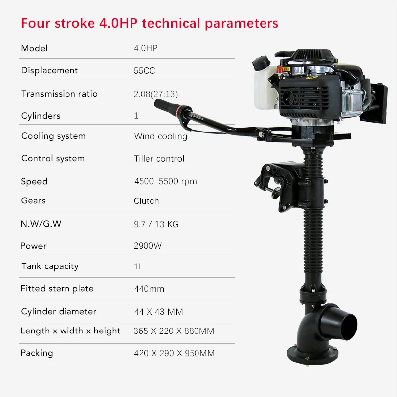 Mini Jet Engine 4 Stroke 4HP Outboard Motor for Boats - Manual Start ...