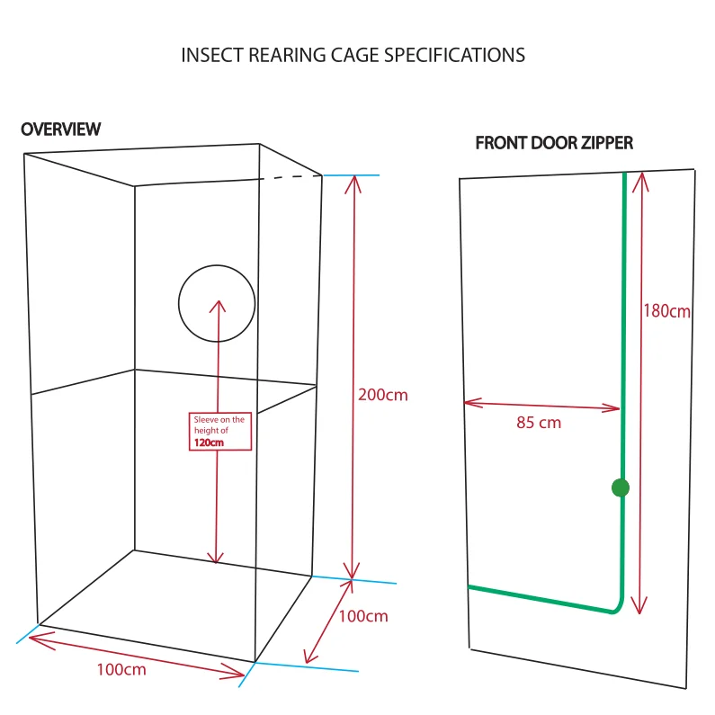 Foldable Insect Cage - 100x100x200cm Fine Mesh Rearing Cages