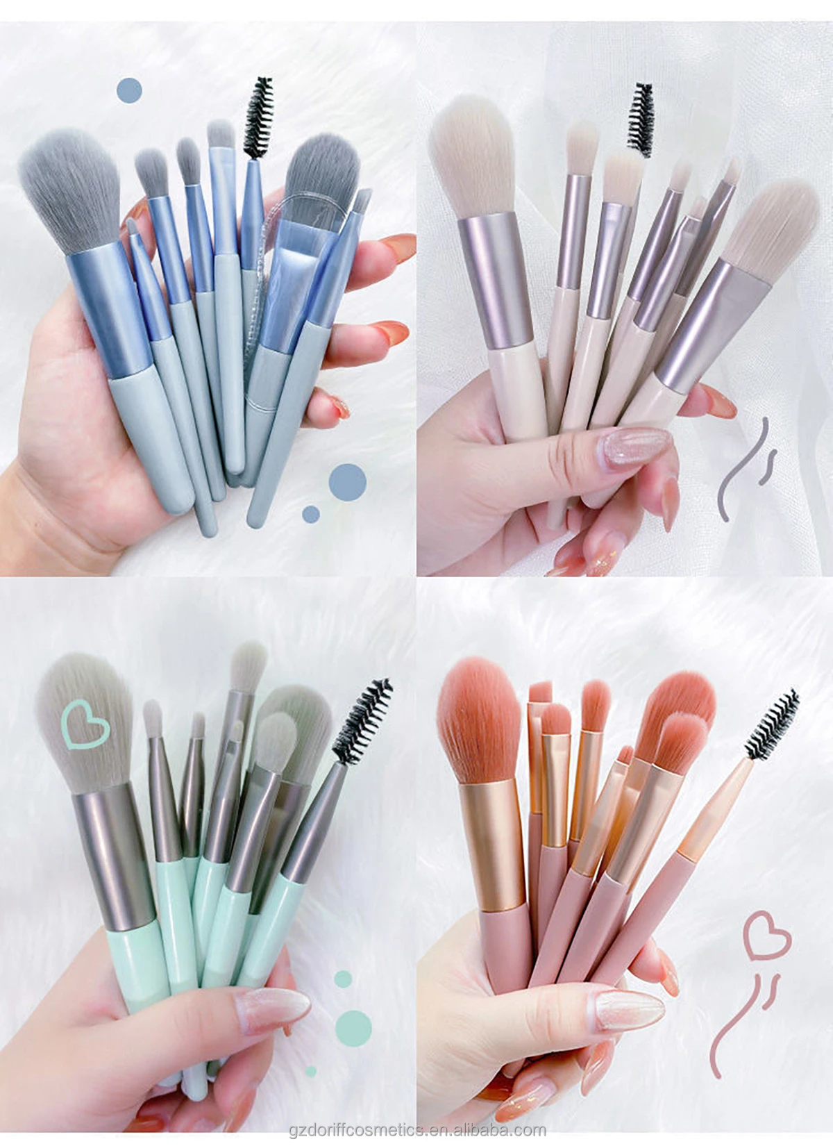 Makeup Brushes Set 8pcs Custom Logo Professional Travel Makeup ...