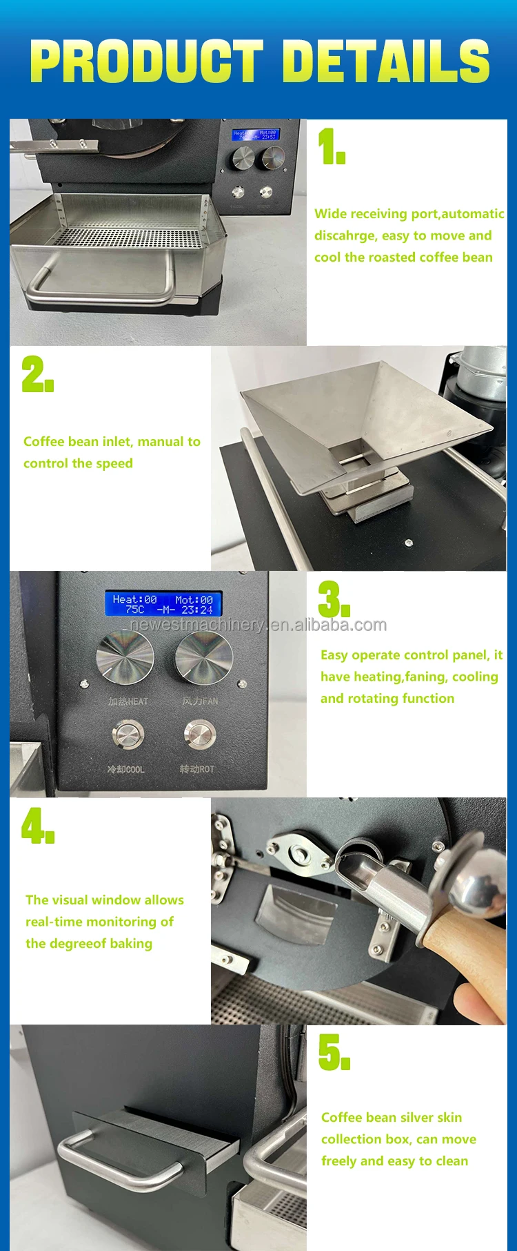 Electric Infrared Coffee Roaster 300g - Perfect for Shops