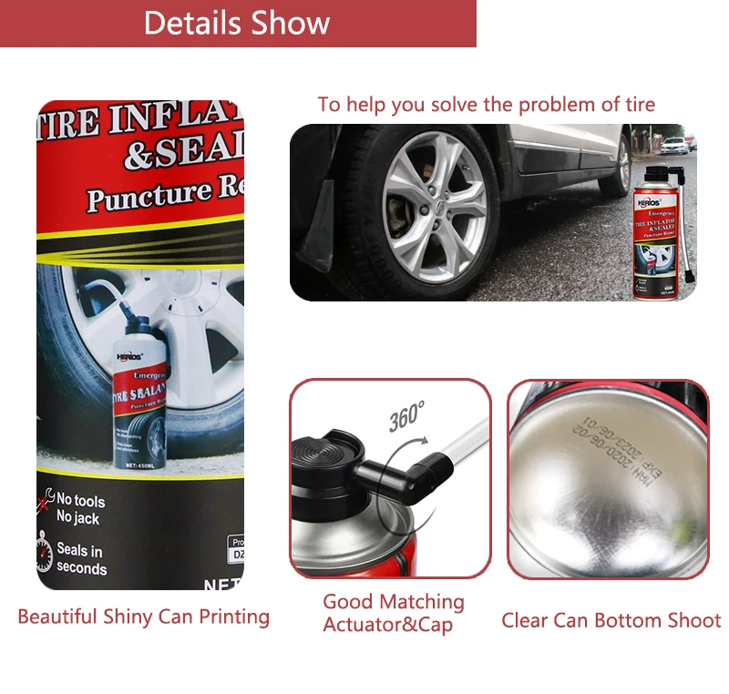 Herios Emergency 500ml Puncture Anti Kit - Tire Sealant Spray