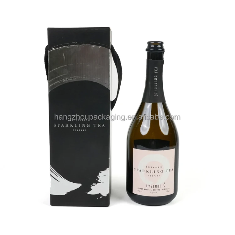 Custom Printed Black Luxury Corrugated Liquor Set Champagne Whisky Wine ...