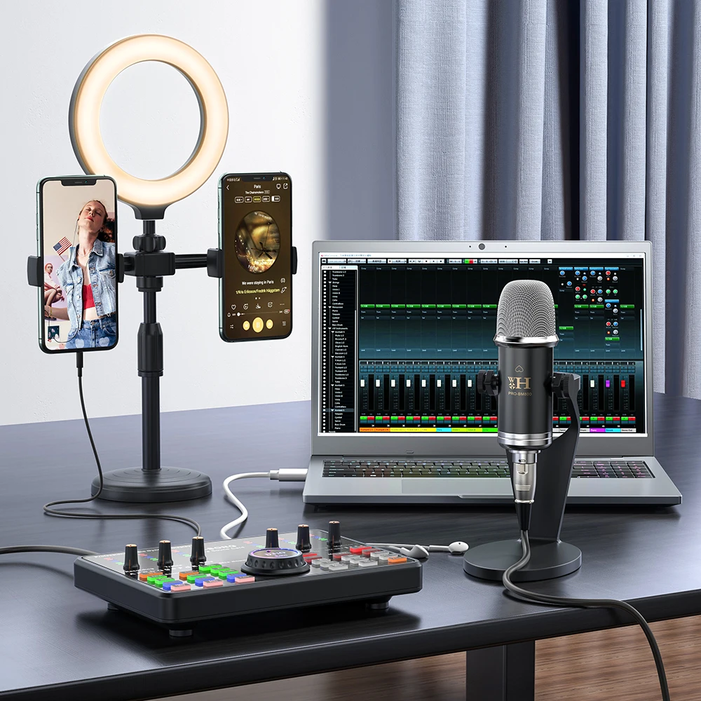 Professional Condenser Microphone Audio Sound Cards Sets
