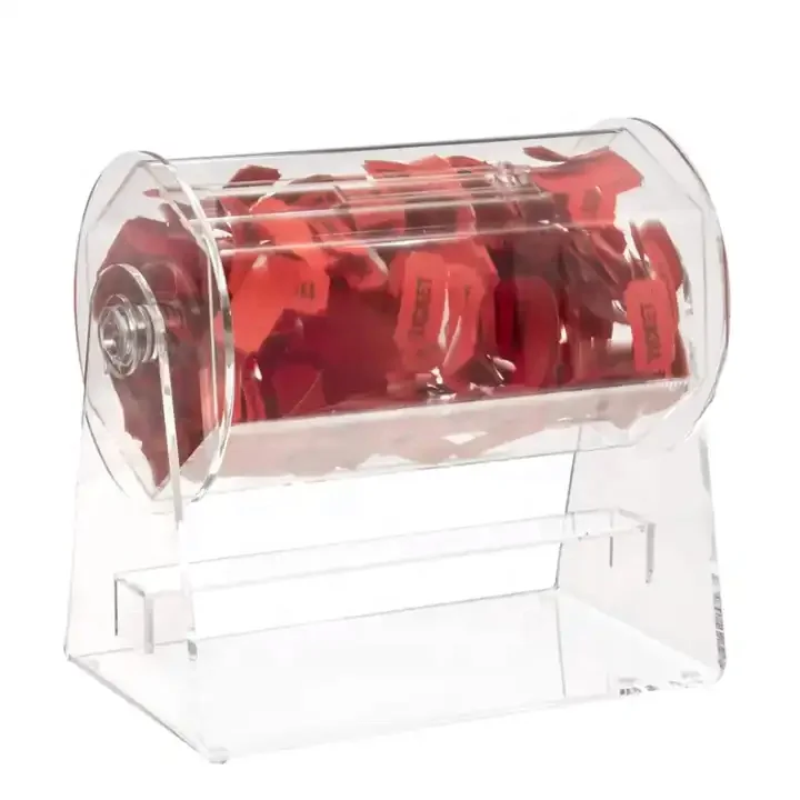 Clear Acrylic Raffle Ticket Spinner Drum Box Modern Acrylic Hand Crank ...