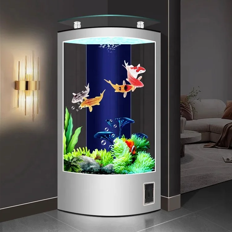 Triangle Living Room Pop Fish Tank With Bottom Cabinet for Home ...