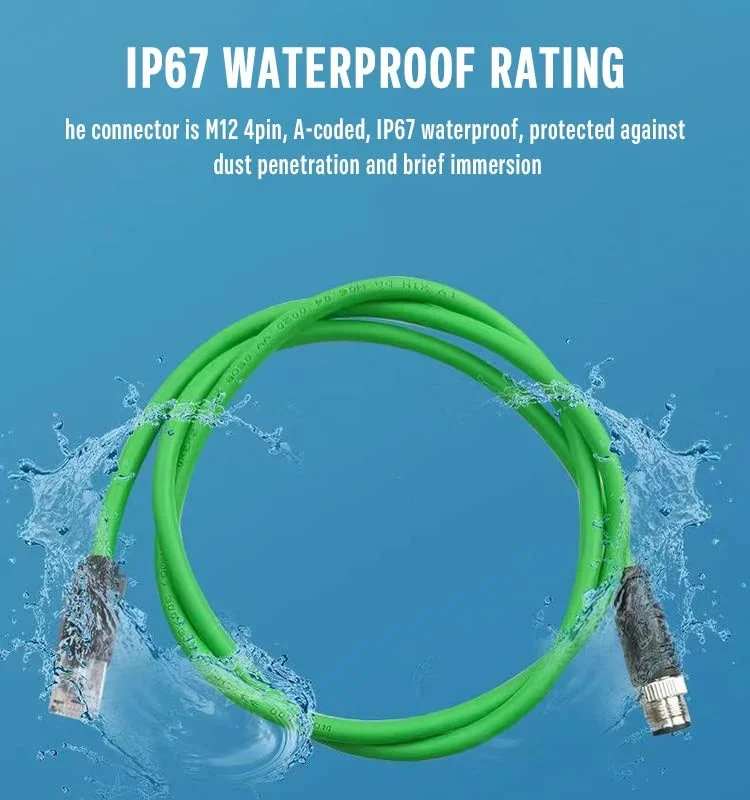 M12 4-Core D-Coding to RJ45 Cat5e SFTP Fast Ethernet Cable