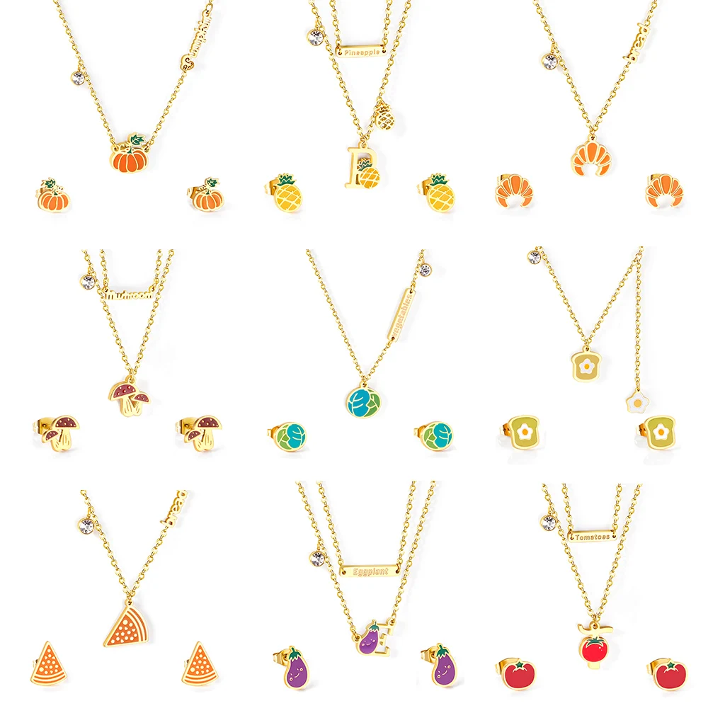 Stainless Steel 18K Gold Plated Children Jewelry Set Gold Necklace ...