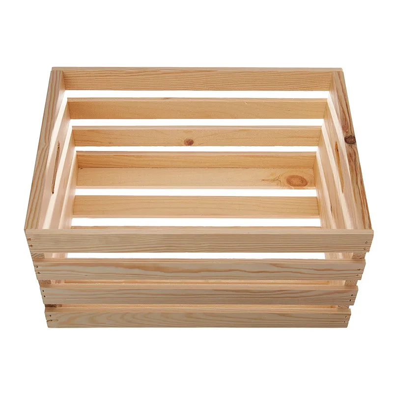 Wooden Crate Boxes Storage Apple Fruit Plain Wood Box Craft Crates ...