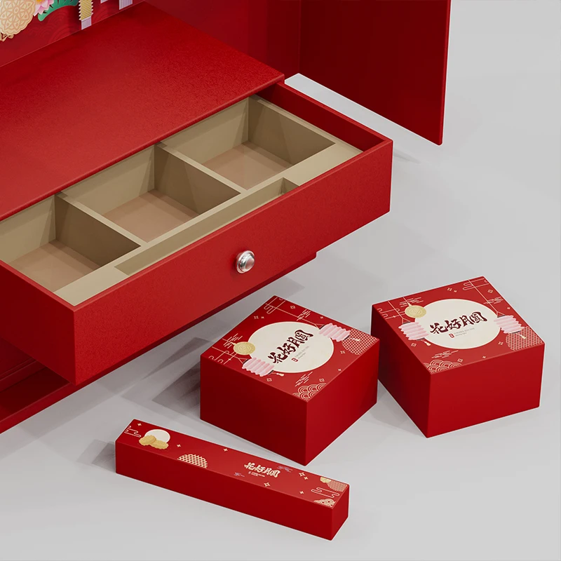 Custom Logo Mid-autumn Festival Moon Cake Mooncake Red Gift Box ...