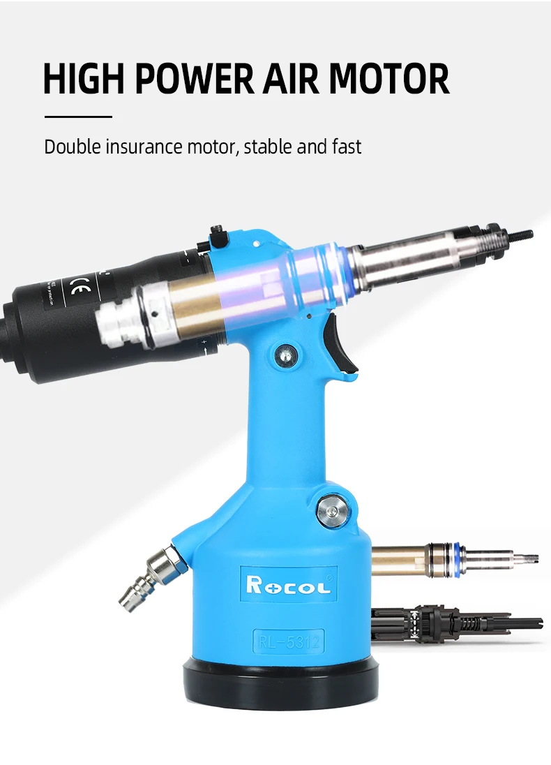 Rl-5312 Pneumatic Rivet Nut Gun M3-m12 Easy Operation Riveting Tool Efficient Pull Force Air ...