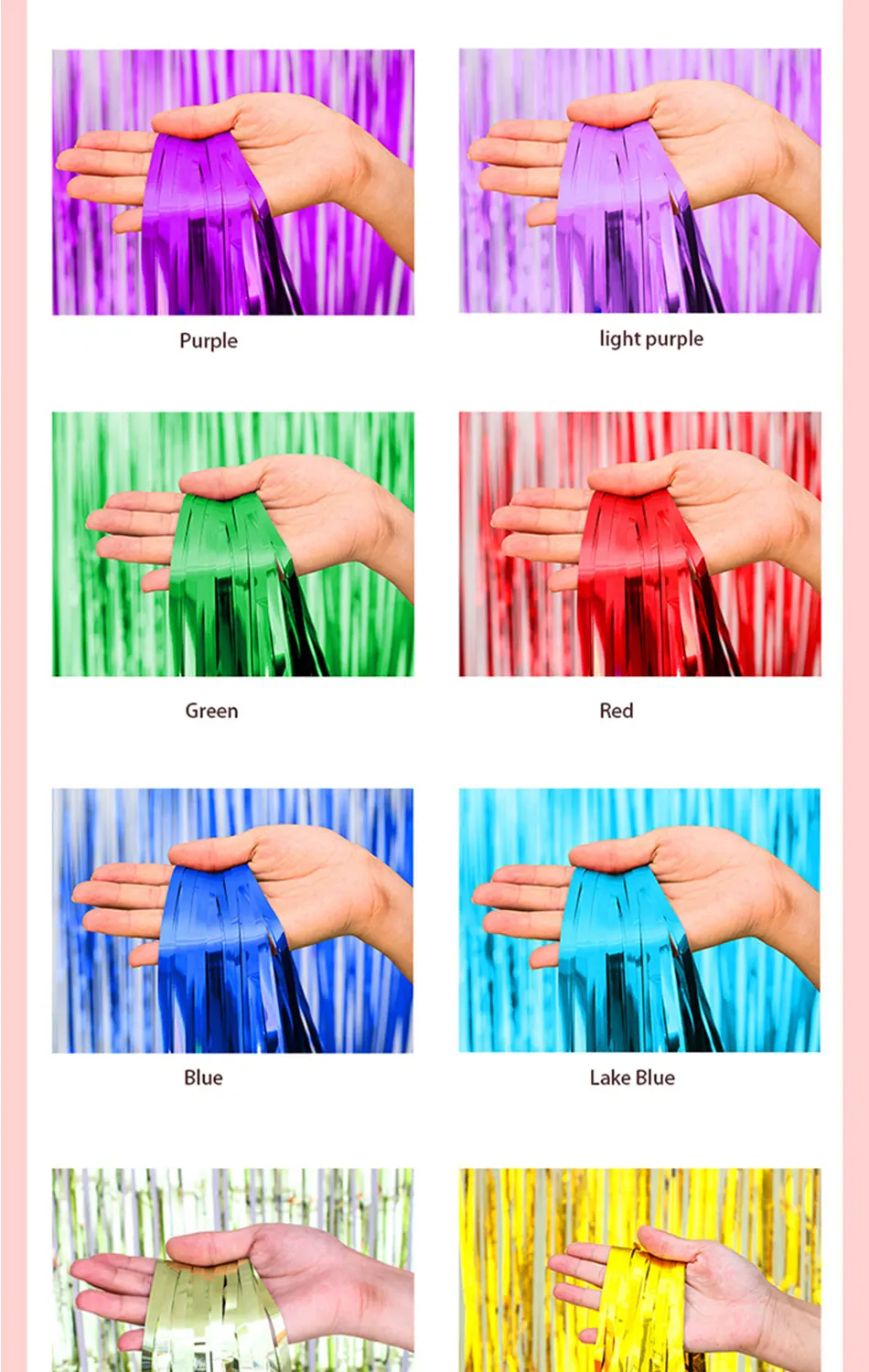 Graduation Decorations Plain Rain Foil Fringe Curtain Wedding Backdrop ...