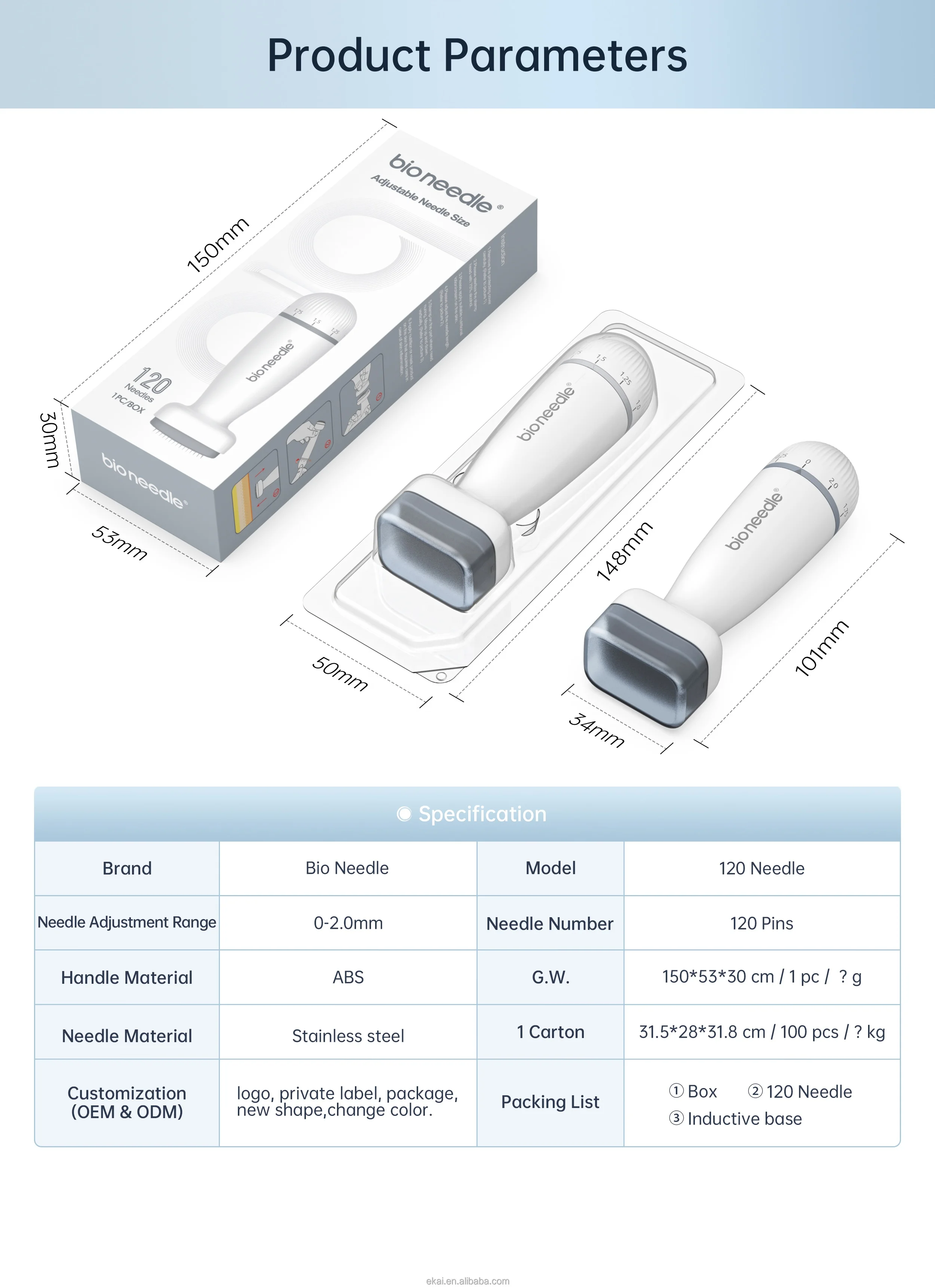 Newest Microneedling Derma Stamp Bio Needle 120 Facial Roller Acne Scar ...