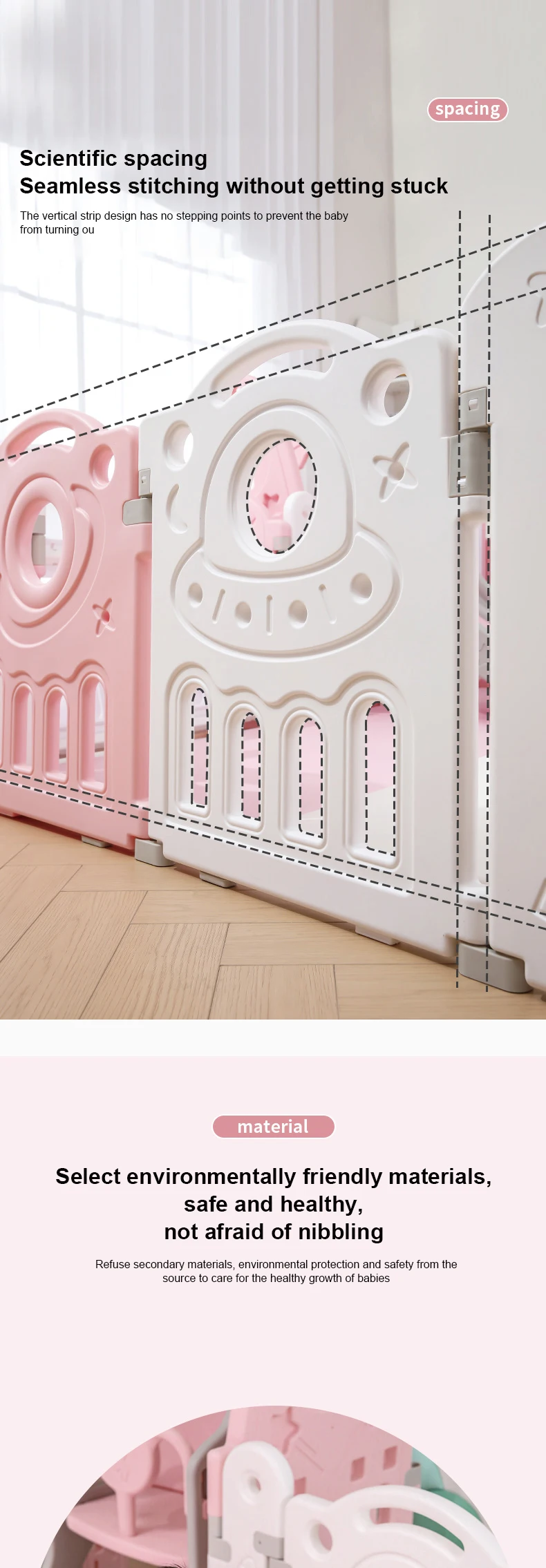 Cute Pink Fence Combination for Babies and Children Baby Activity Fence ...