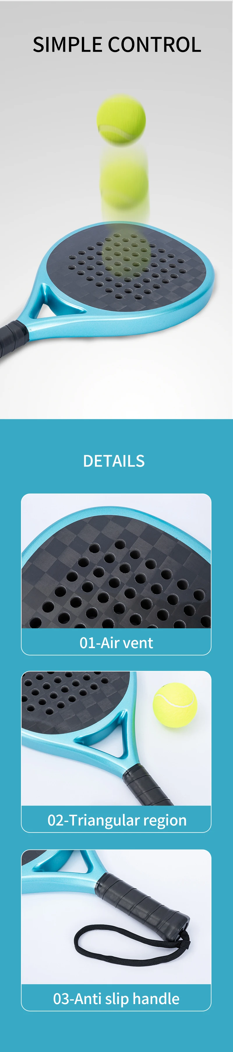 Custom Padel Racket Carbon Fiber Beach Racket 18k Carbon Face Oem/odm ...