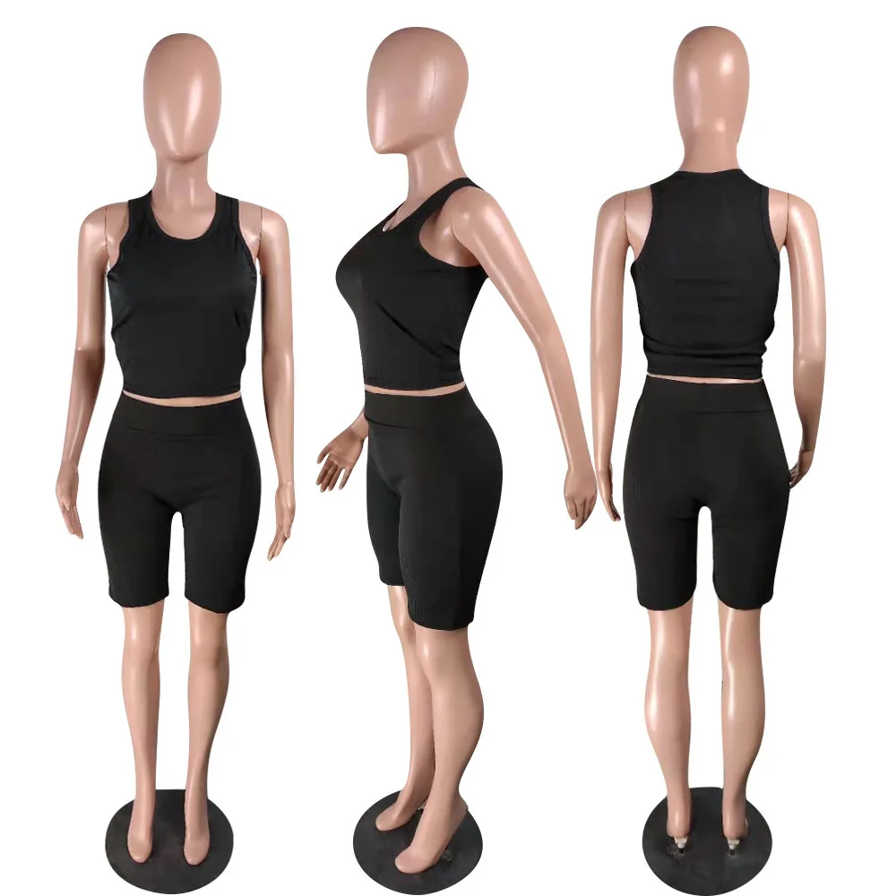 Conyson Summer Custom Sleeveless Crop Tank Top Set for Women