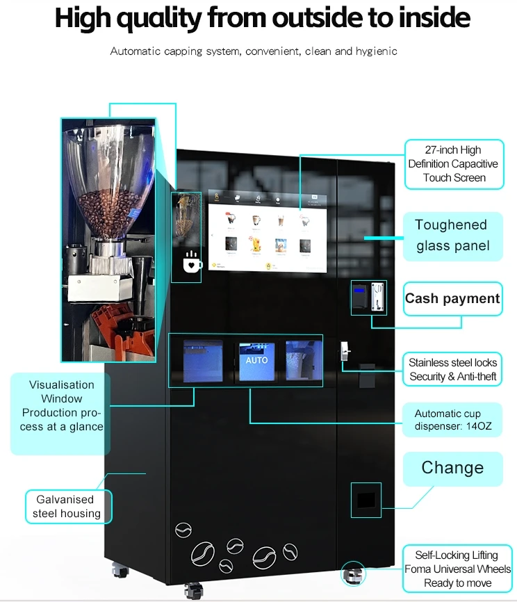 Personalized Freshly Ground Coffee Vending Machine with Ice Maker